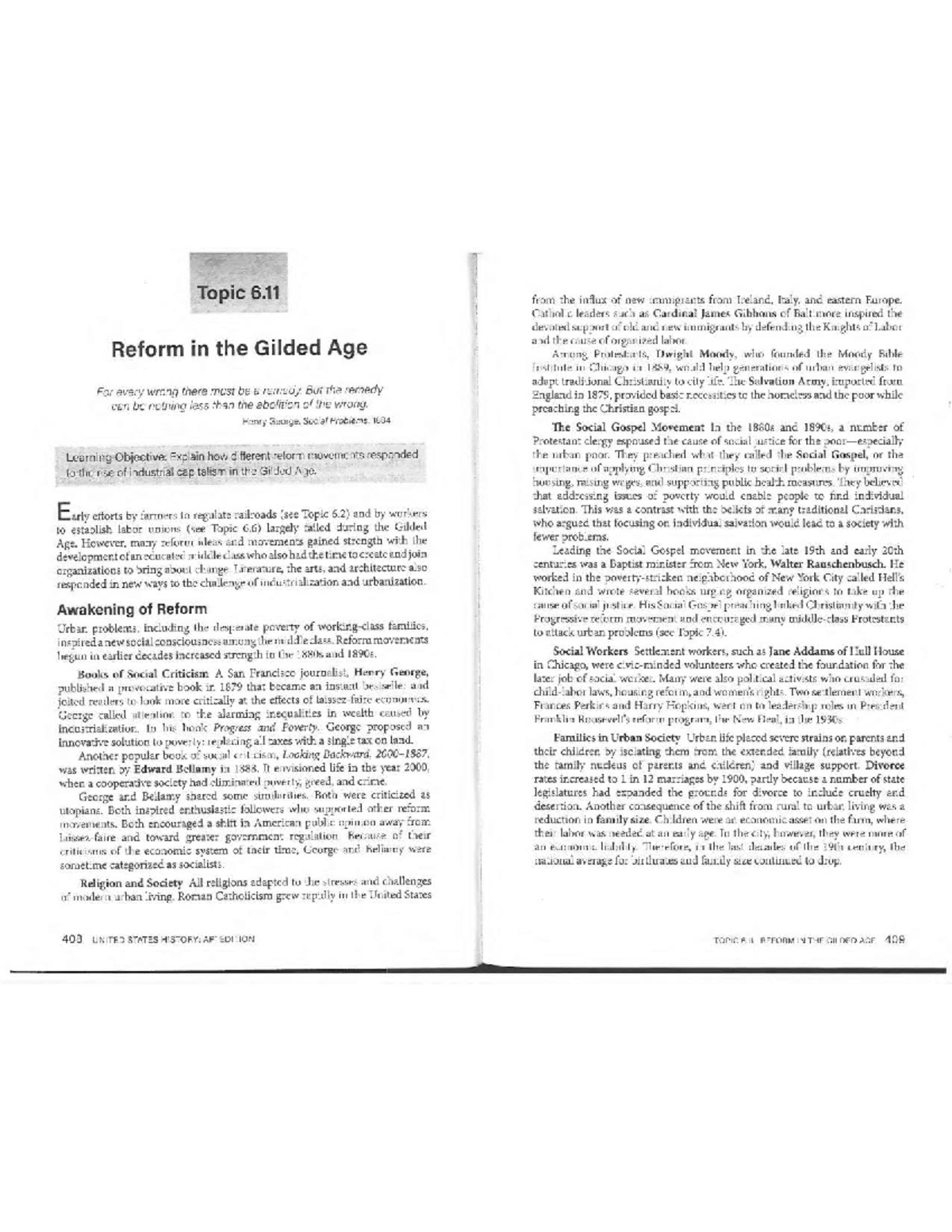 Amsco 6.11 - Reform Movements and Social Change in the Gilded Age - Studocu