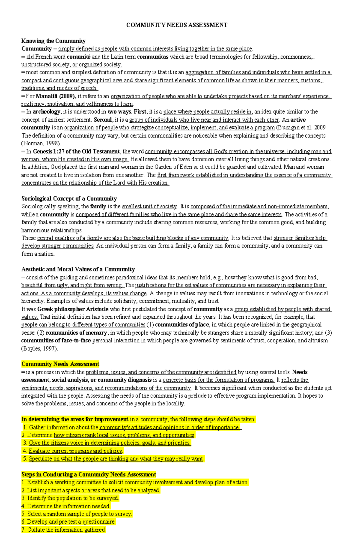 COMMUNITY NEEDS ASSESSMENT: Understanding and Engaging Local Needs ...