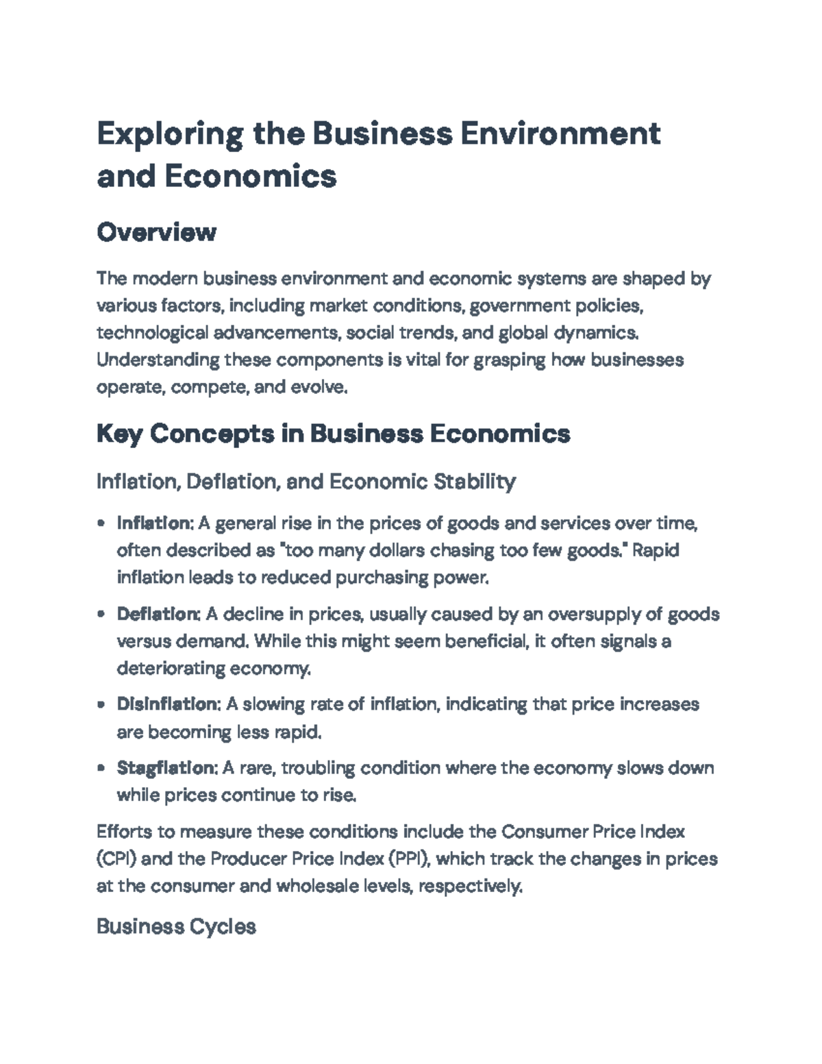 Exploring Business Environment and Economic Concepts (Course Code ...
