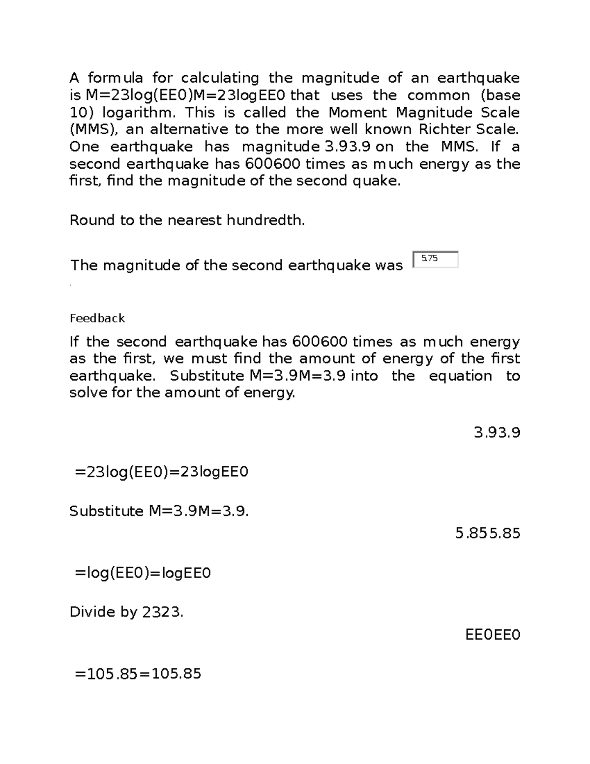 3-3 Module Three Problem Set: Earthquake Magnitude Calculations - Studocu