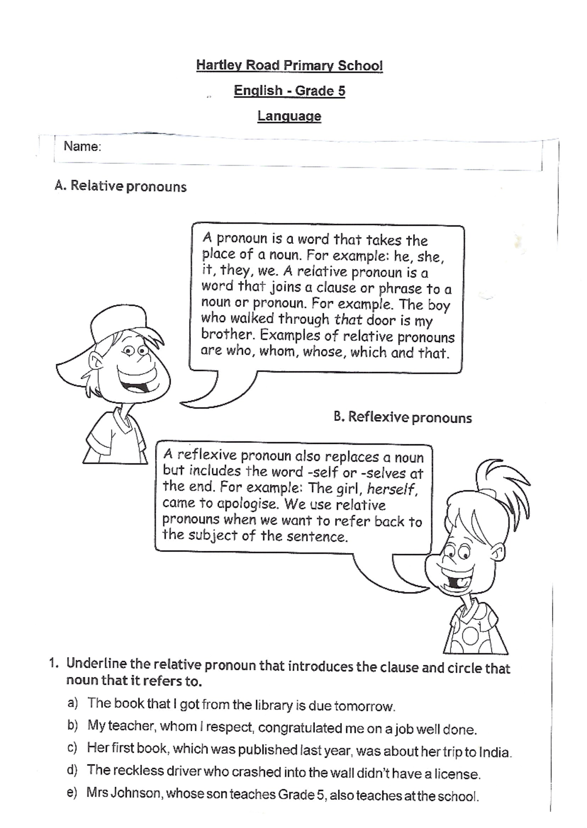 Grade 5 English: Relative & Reflexive Pronouns Notes - Studocu