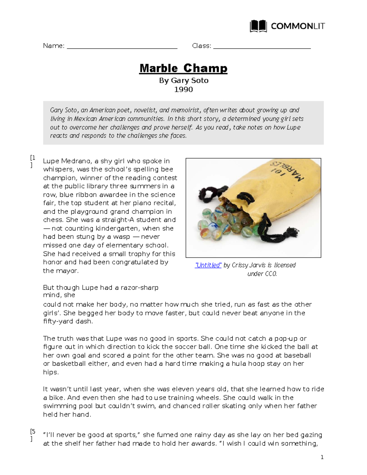 Marble Champ - Analysis and Discussion Questions (ENG 101) - Studocu