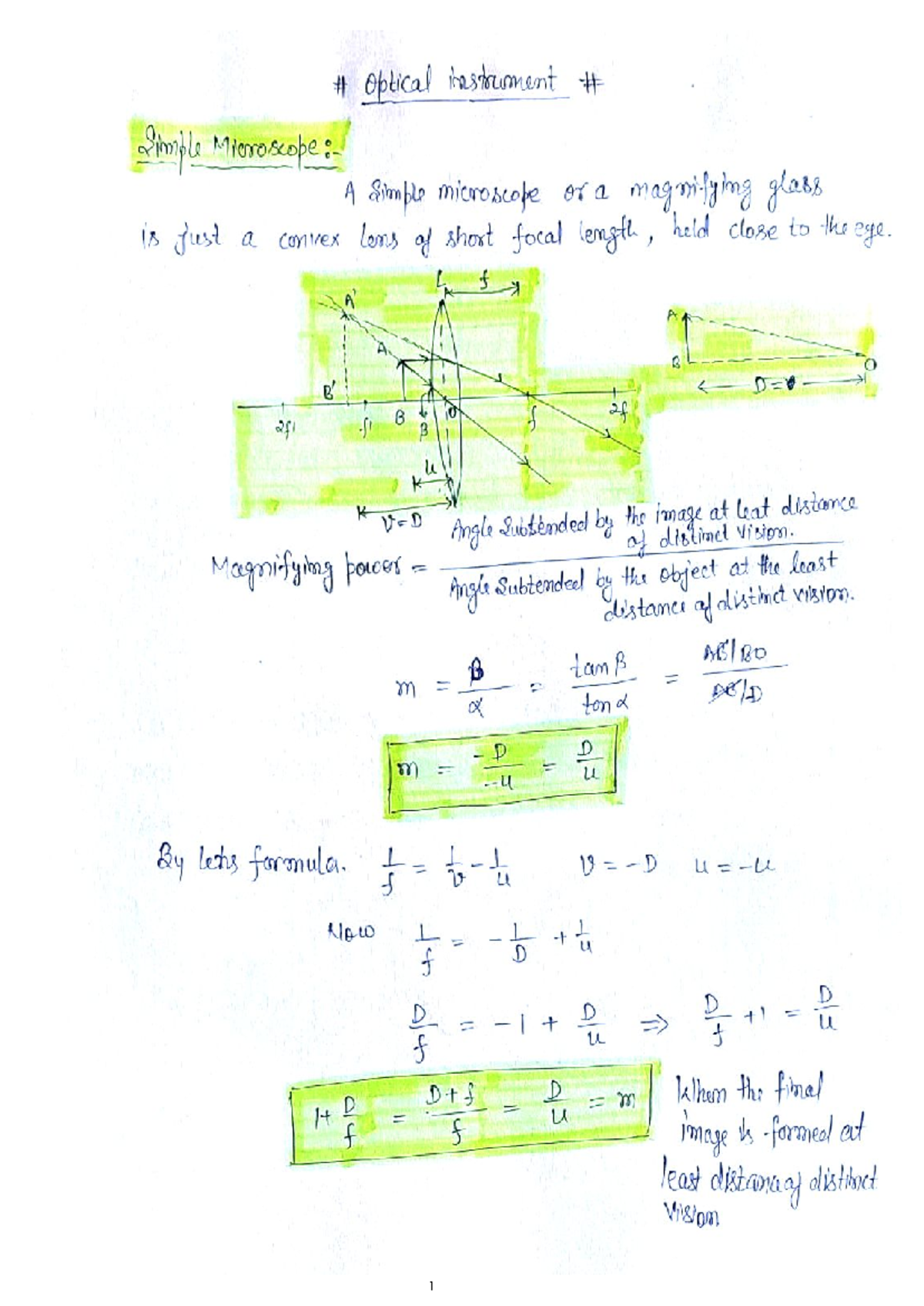 Optical Instruments - Class Notes for Physics 101 Lecture Materials ...