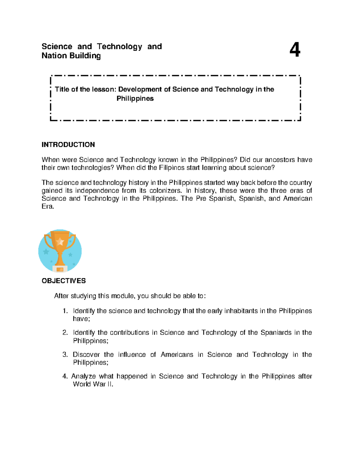 PHIL-101: Development of Science & Tech in the Philippines - A ...