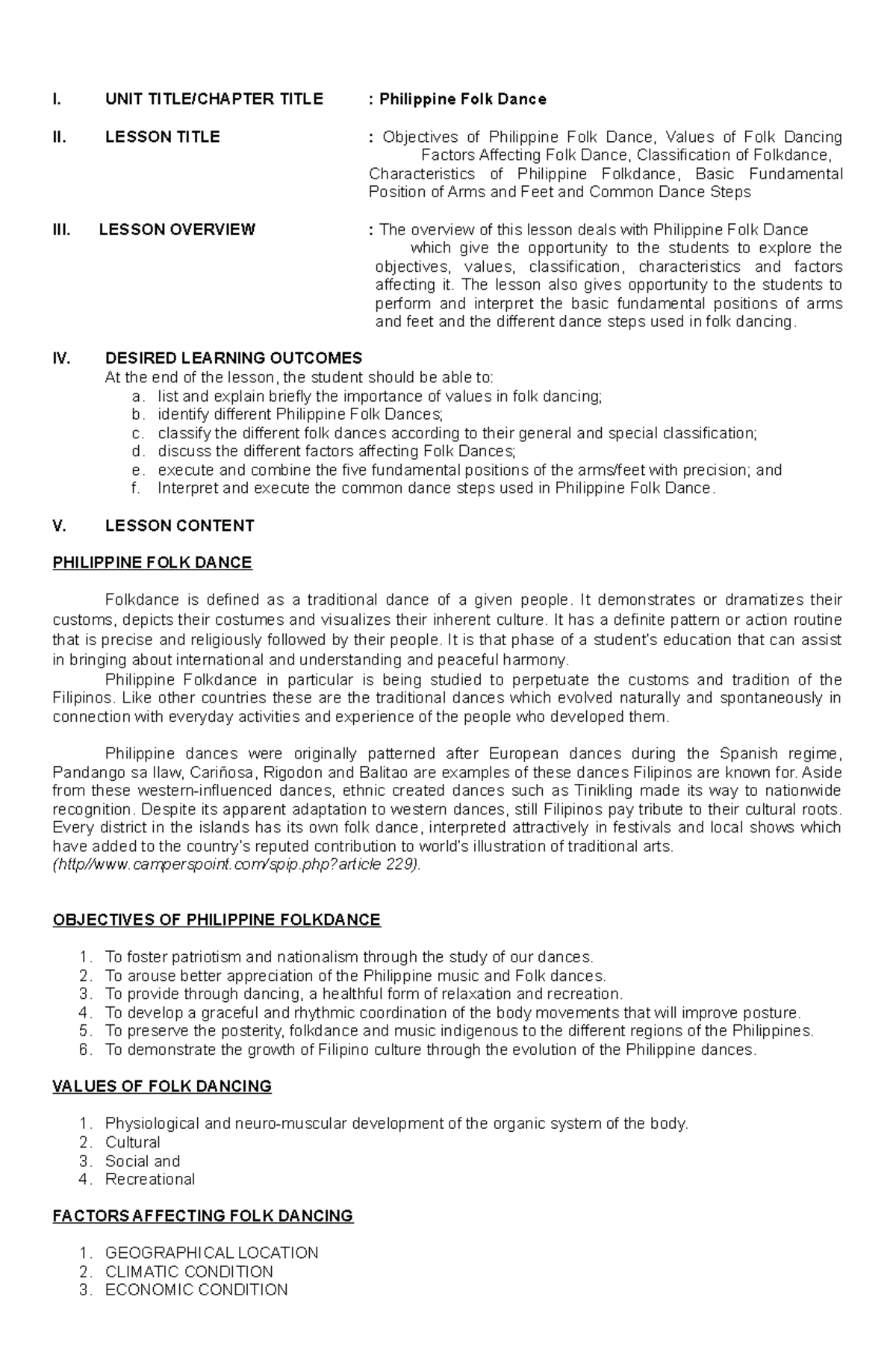 PHIL 101: Lesson on Philippine Folk Dance - Objectives and ...