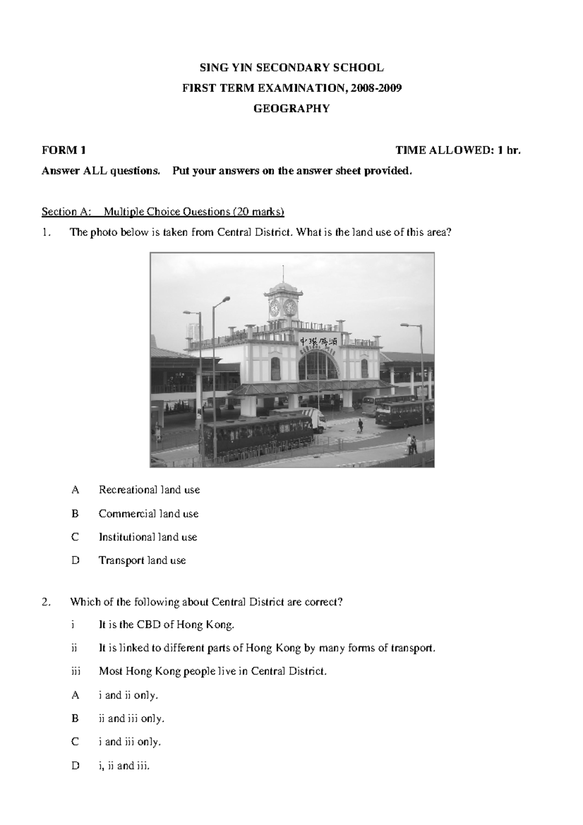 F1 Geog 2015 First Term Exam Questions and Answers Guide - Studocu