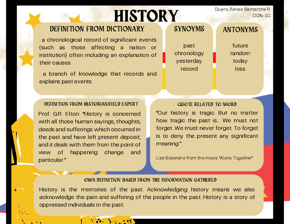 RPH Module 1: Exploring Definitions and Perspectives on History - Studocu