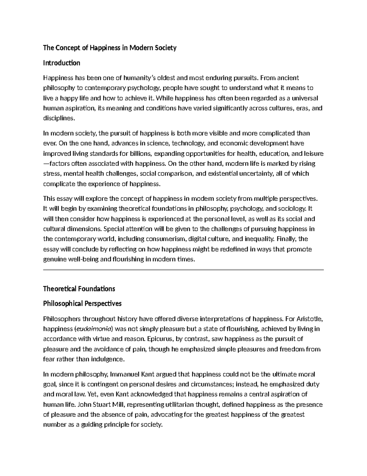 Exploring Happiness in Modern Society: Philosophical & Psychological ...