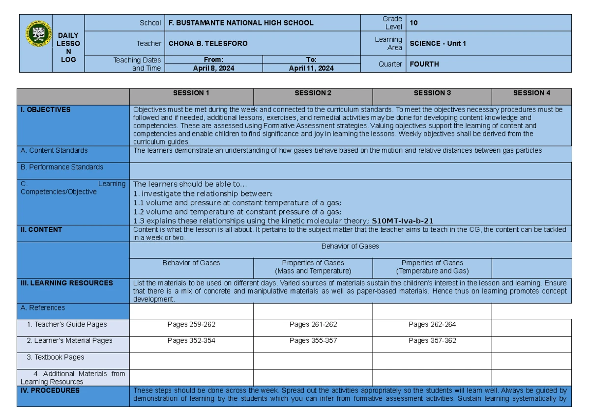 ELS Q1 Lesson 1: Understanding Goldilocks Factors for Life - Studocu
