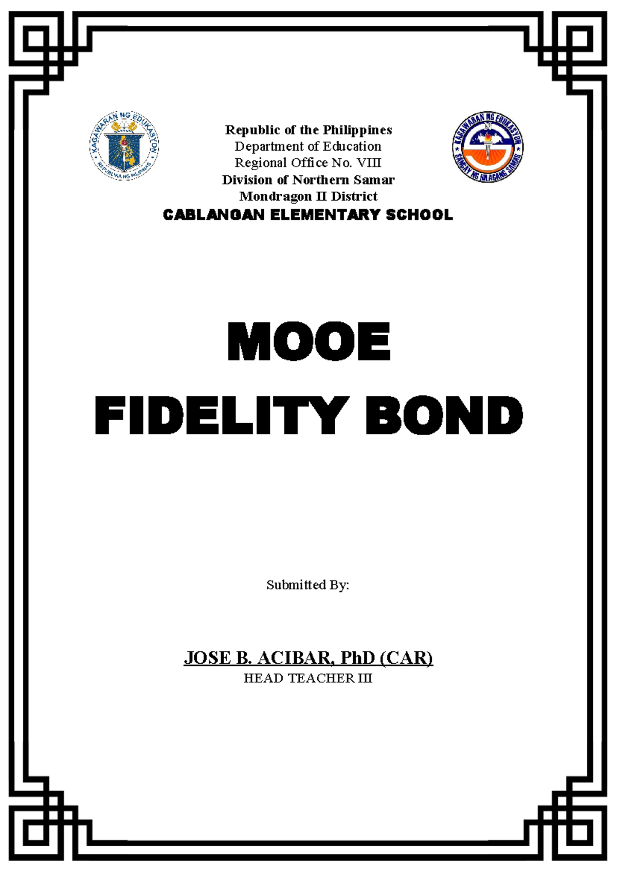 Fidelity bond cover - Republic of the Philippines Department of ...