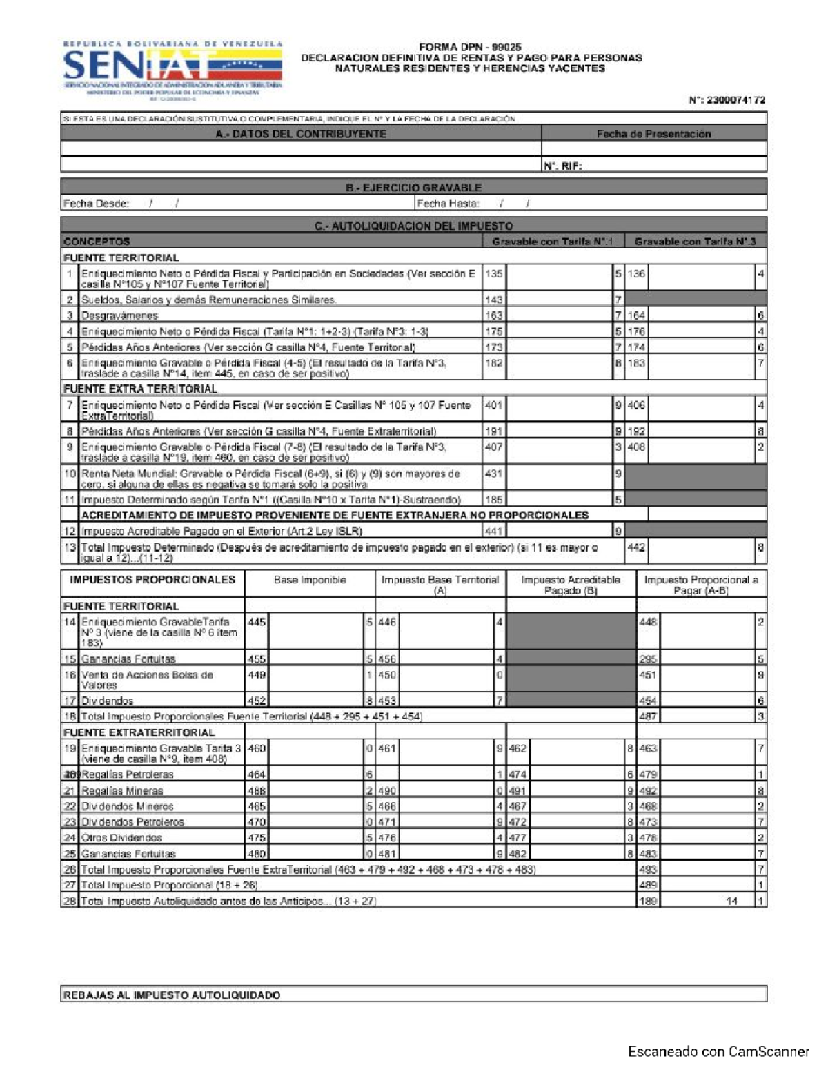 Declaración Definitiva de Rentas y Pago - Forma 25 PN 99025 - Studocu