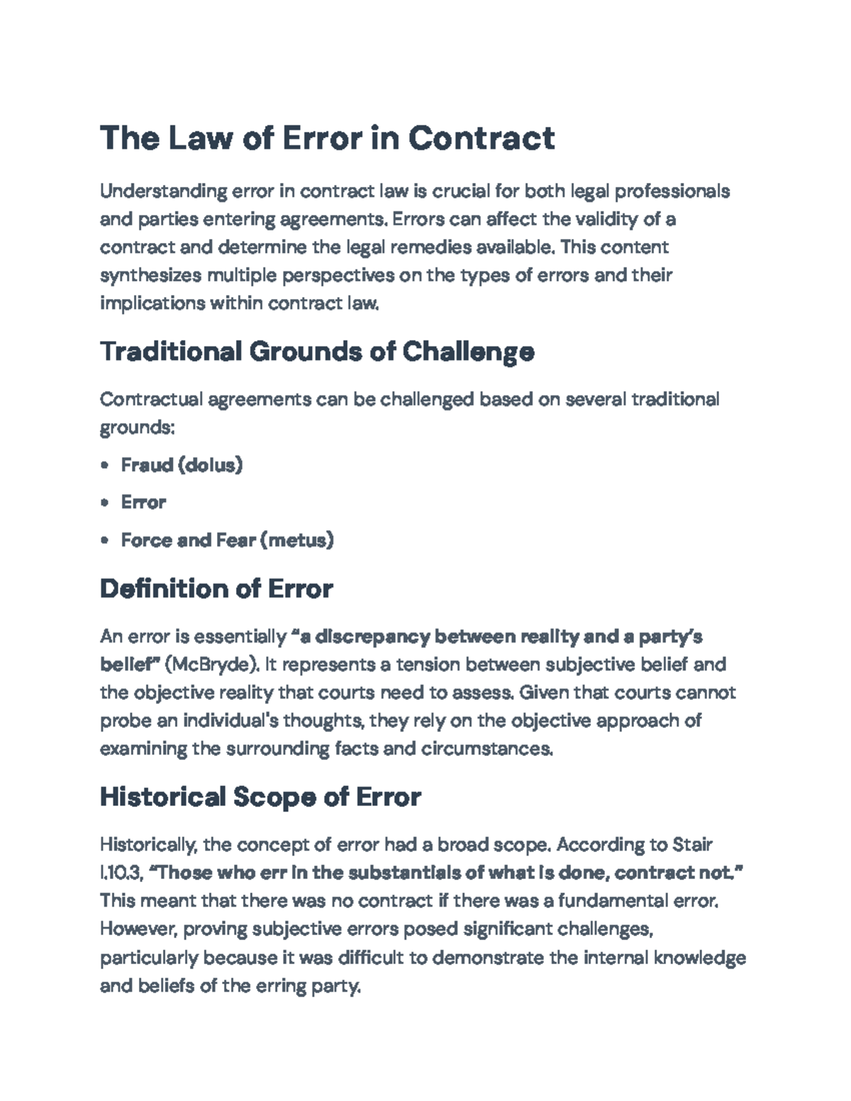Understanding Errors in Contract Law: Concepts & Legal Implications ...