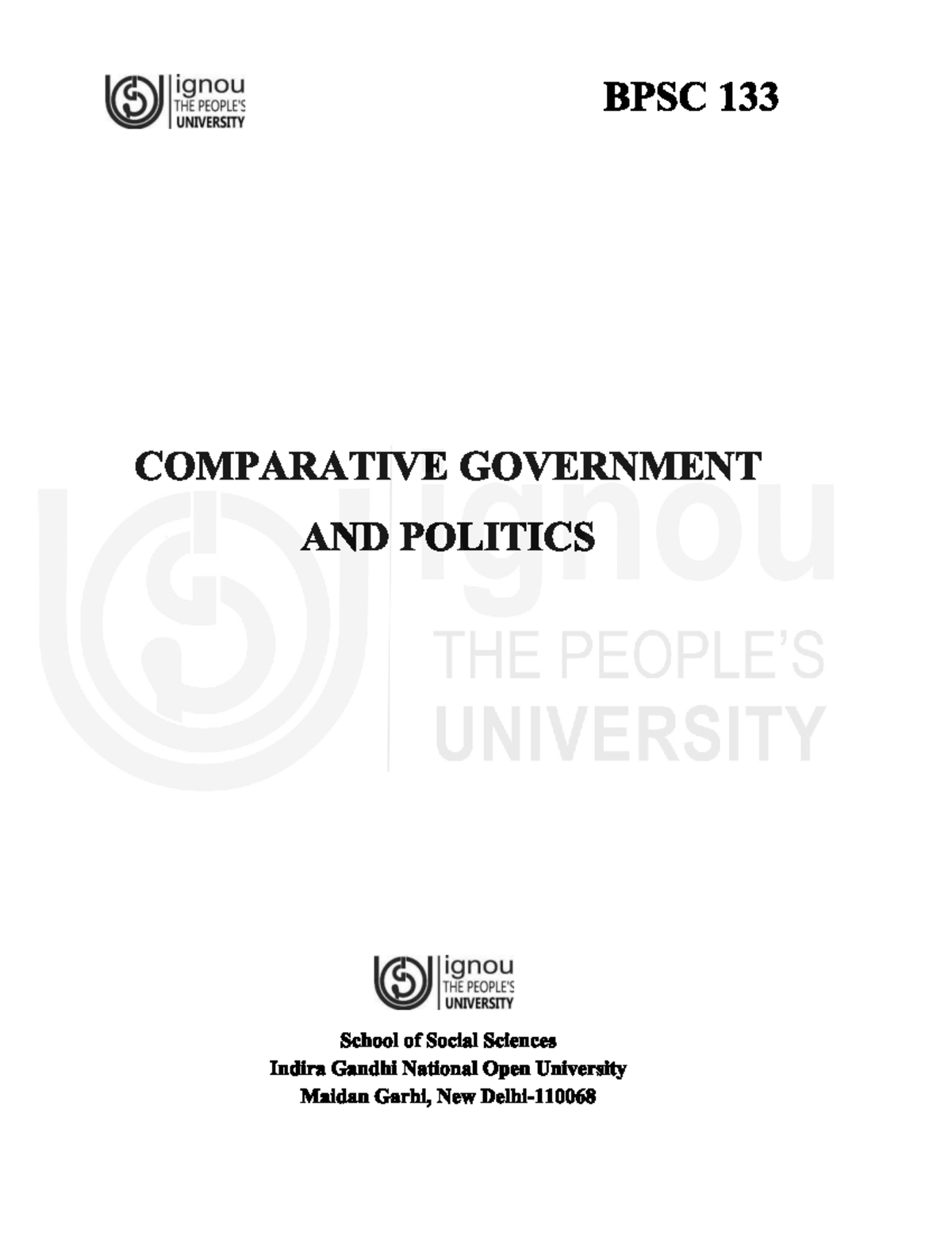 BPSC 133: Comparative Government & Politics - Block 1 Notes - Studocu