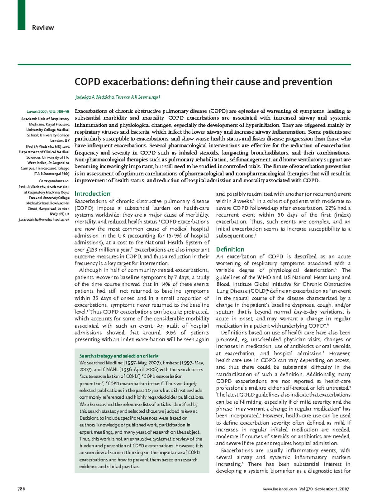 COPD Exacerbations: Causes, Prevention, and Management Strategies - Studocu