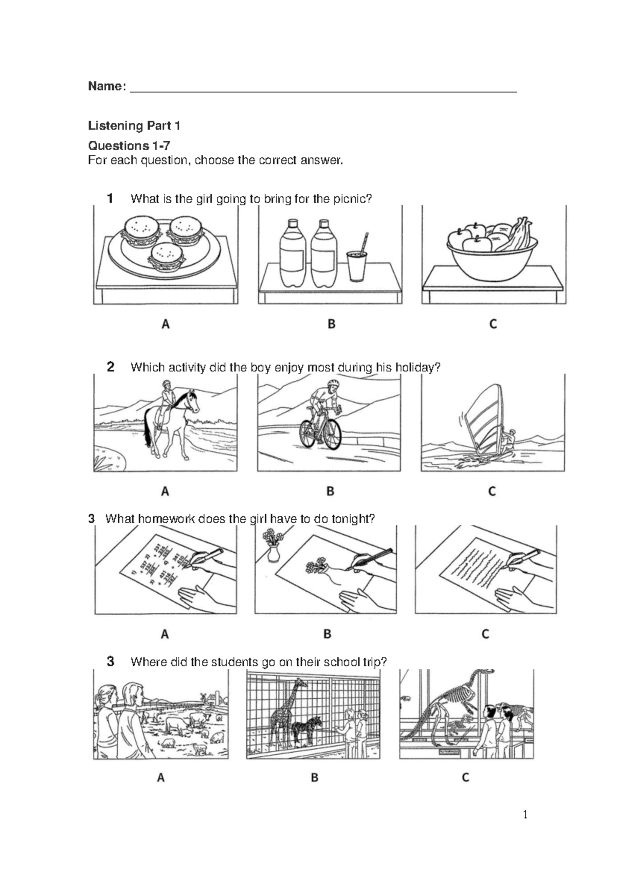 PET - 1 Listening Practice Questions for Exam Preparation - Studocu