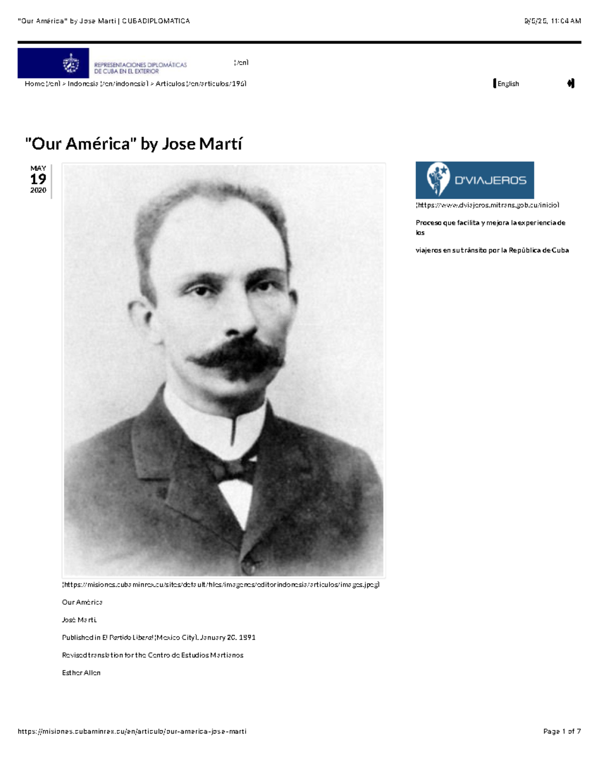 Our América: Insights from José Martí's Vision on Unity and Identity ...