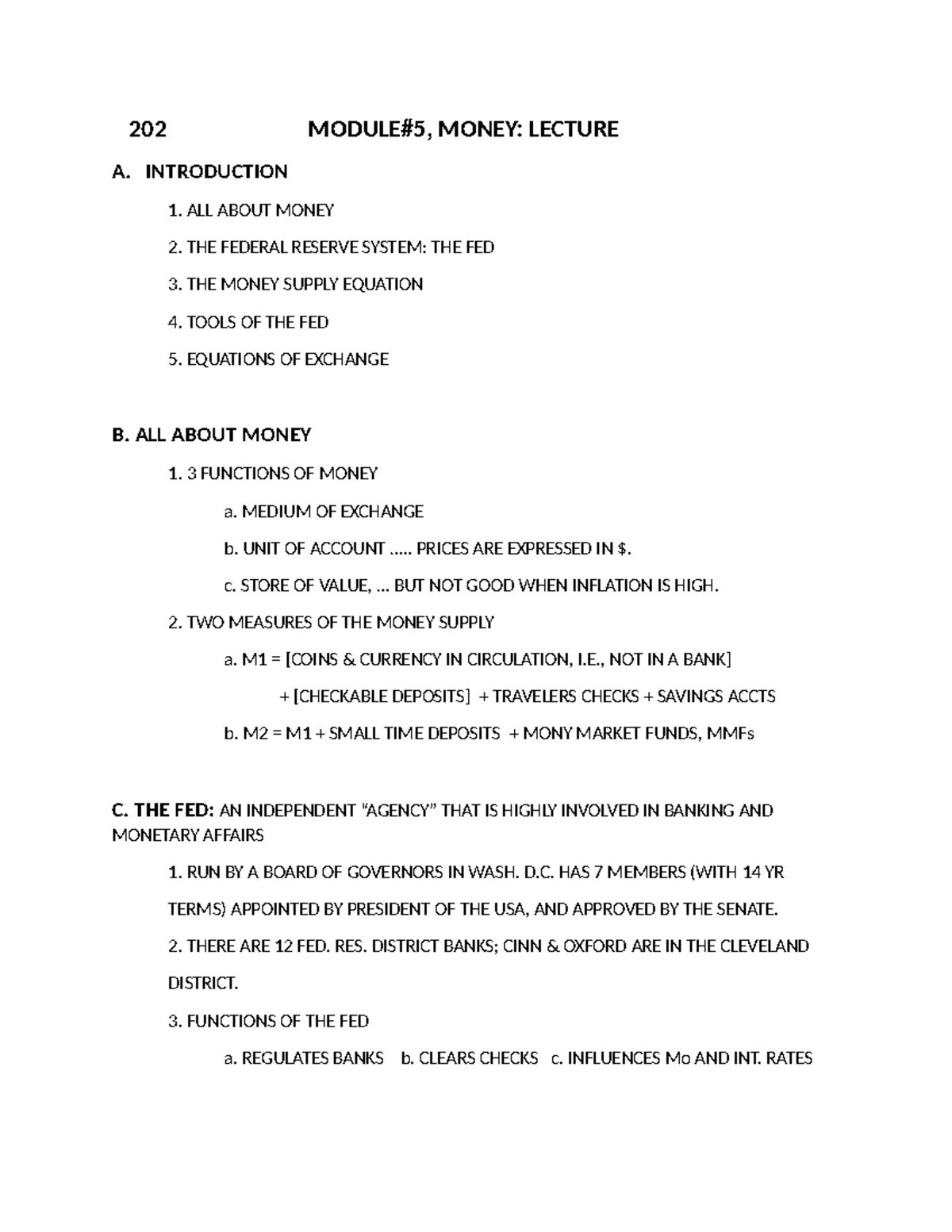MONEY SPRING OF 2023: TOOLS AND FUNCTIONS OF THE FED - 202 MODULE#5 ...