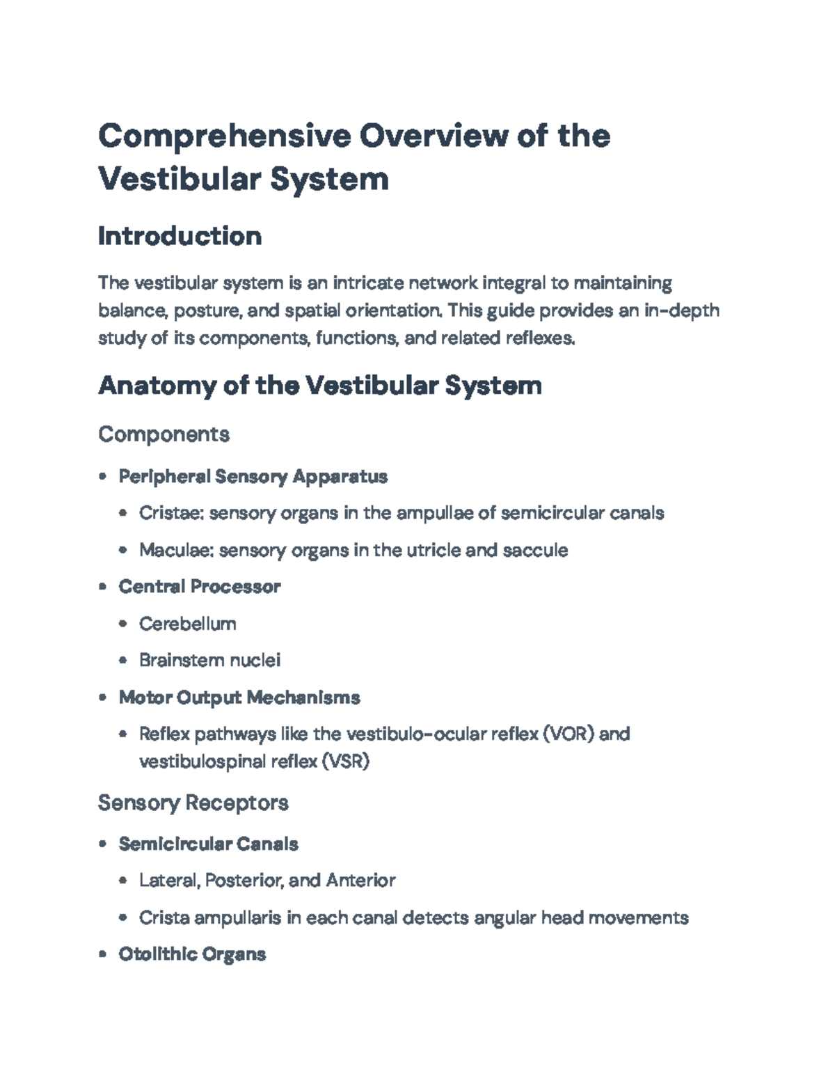 Comprehensive Guide to the Vestibular System and Its Disorders ...