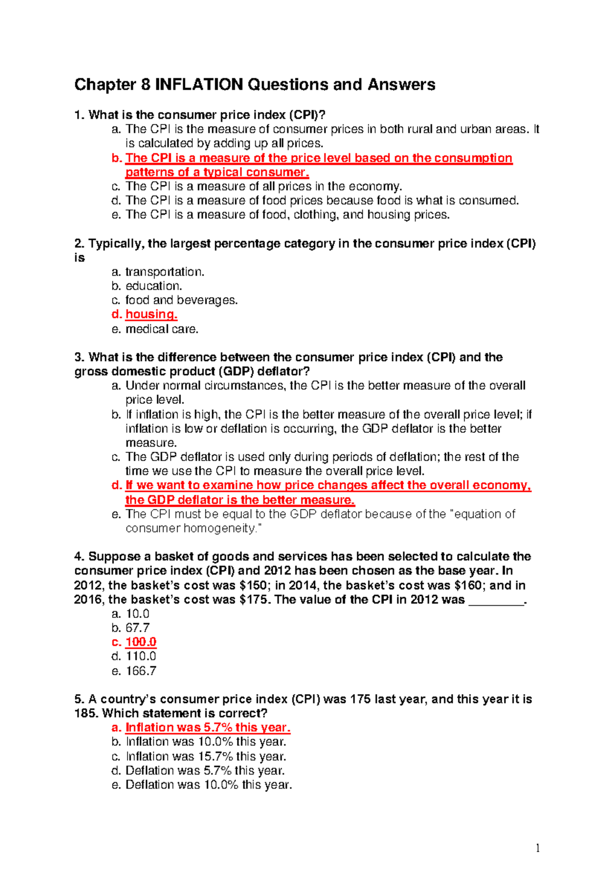 Chapter 8 Sample Exam Questions and Answers - Chapter 8 INFLATION ...