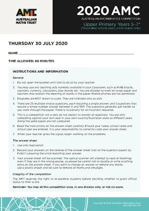 2021 AMC Solutions Booklet - Australian Mathematics Competition 2021 ...