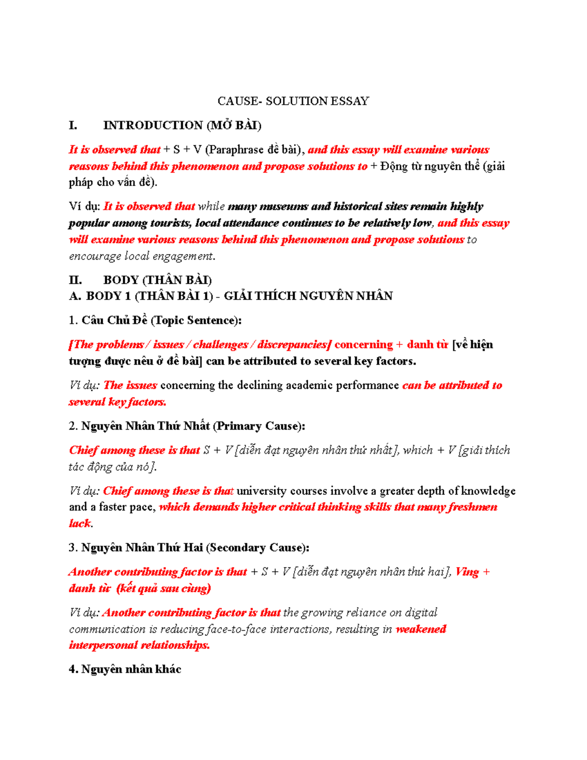 CAUSE-SOLUTION ESSAY STRUCTURE GUIDE - Studocu