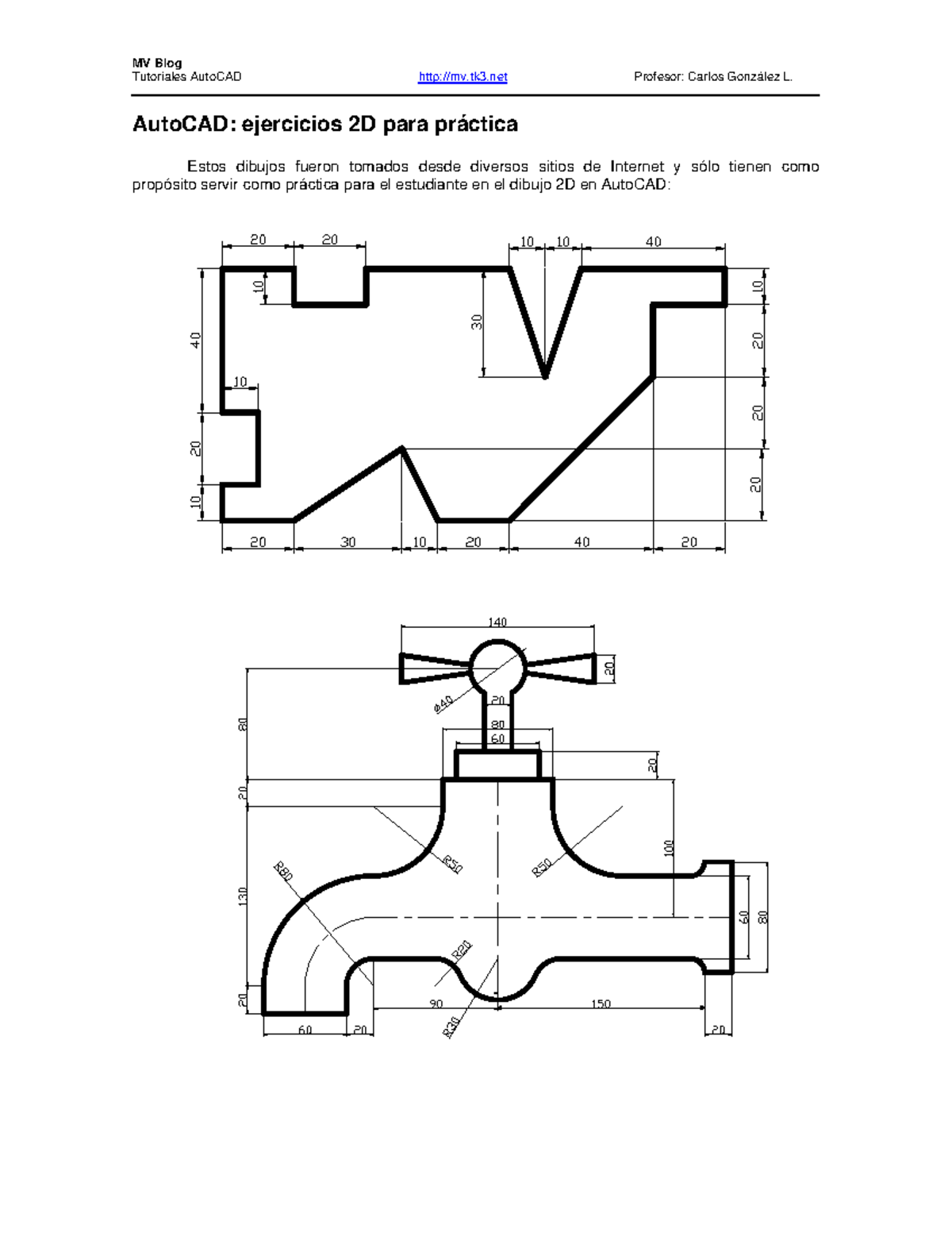 Ejercicios 2D de AutoCAD (Dibujos) - Tutoriales MV.tk3 - Studocu