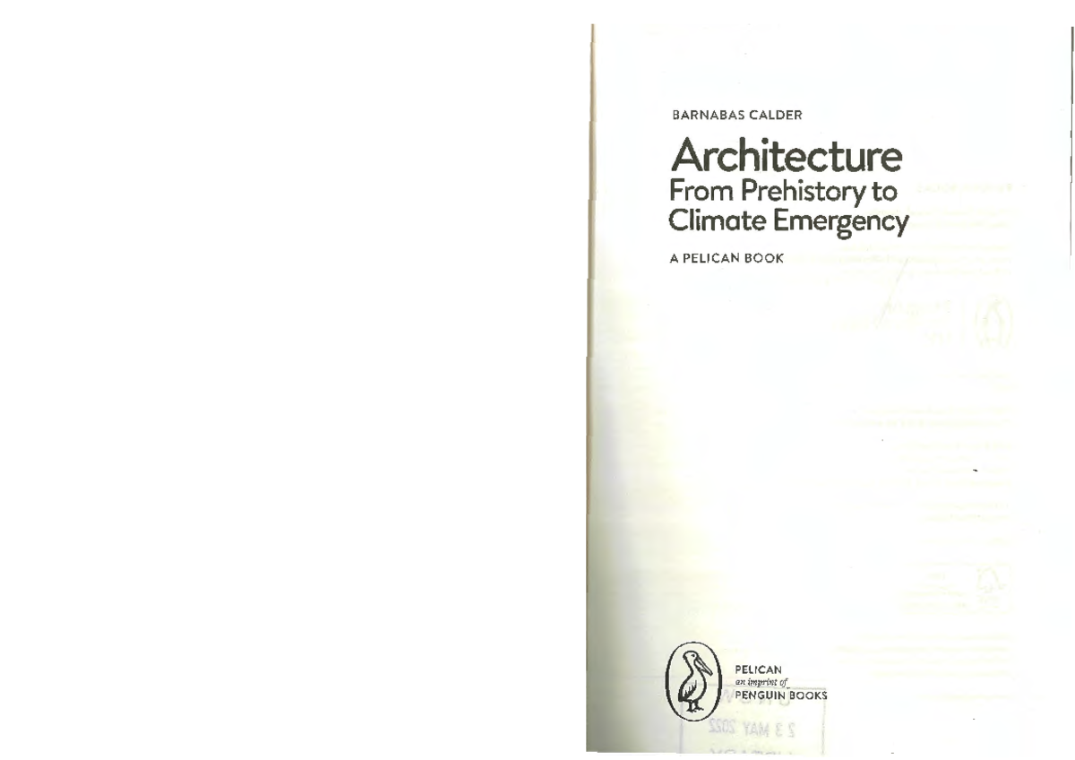 BARNABAS CALDER: Architecture from Prehistory to Climate Emergency ...