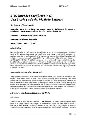 Unit 5 Assignment 2 Brief - BTEC Assignment Brief Qualification Pearson ...