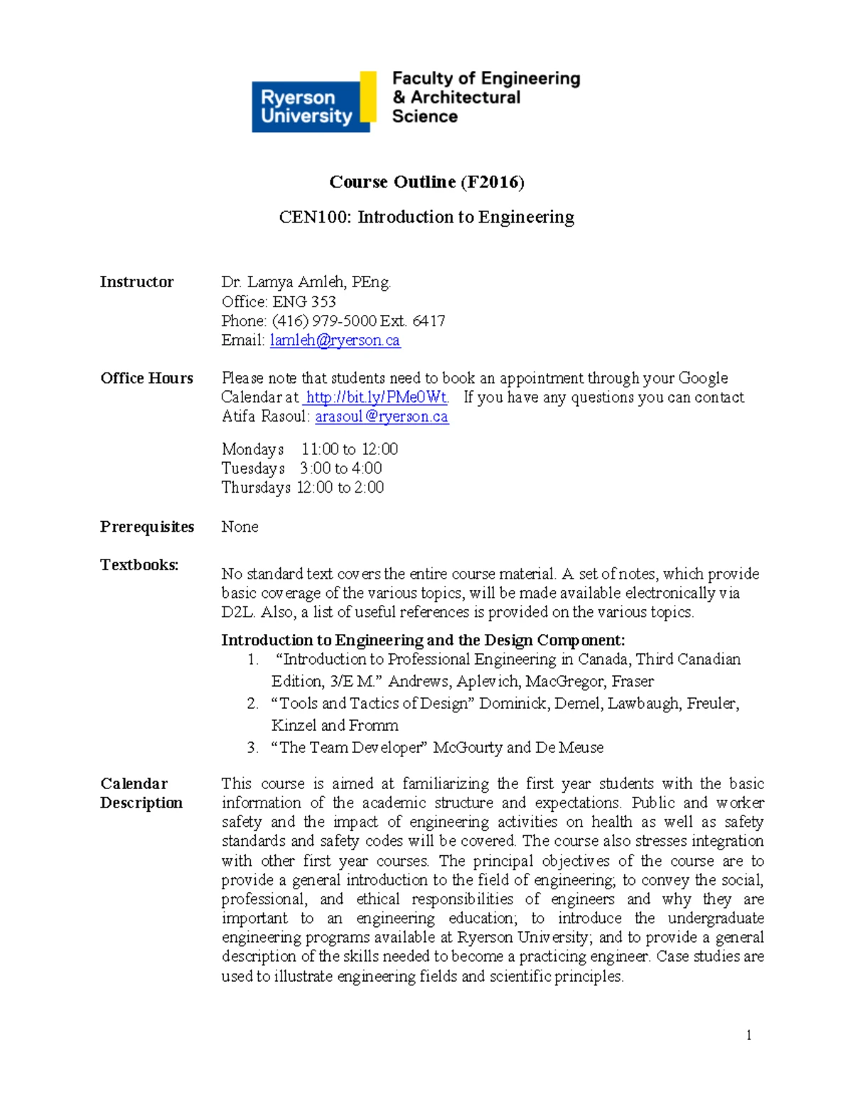 CEN100 Fall 2023: Intro to Engineering Course Syllabus - Studocu