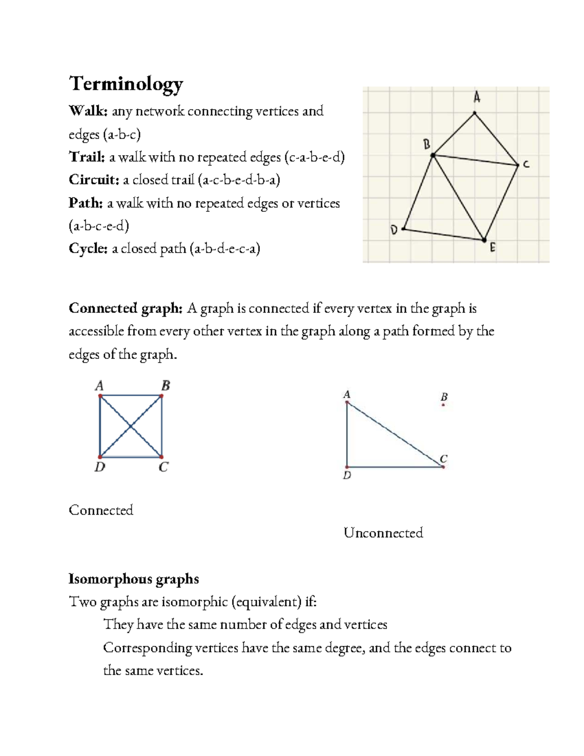 Maths - Networks Definitions and Key Terminology - Studocu