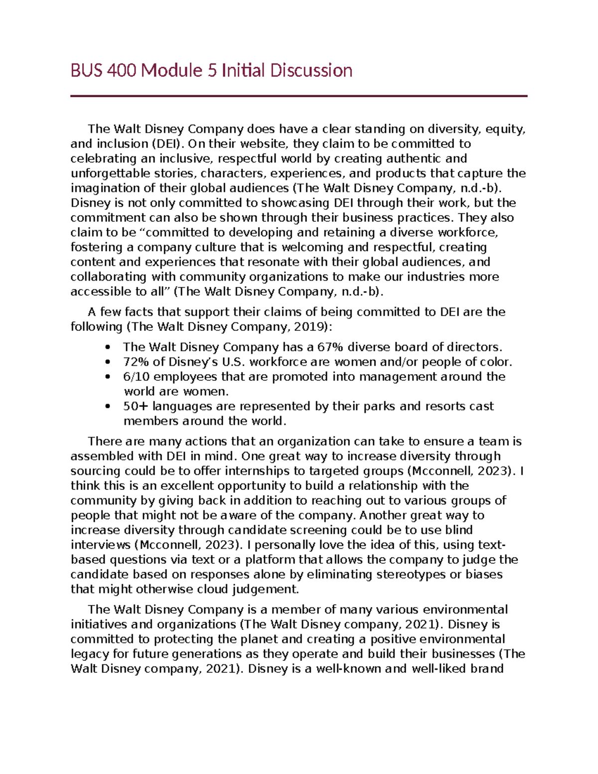 BUS 400 Module Five Discussion Notes - BUS 400 Module 5 Initial ...