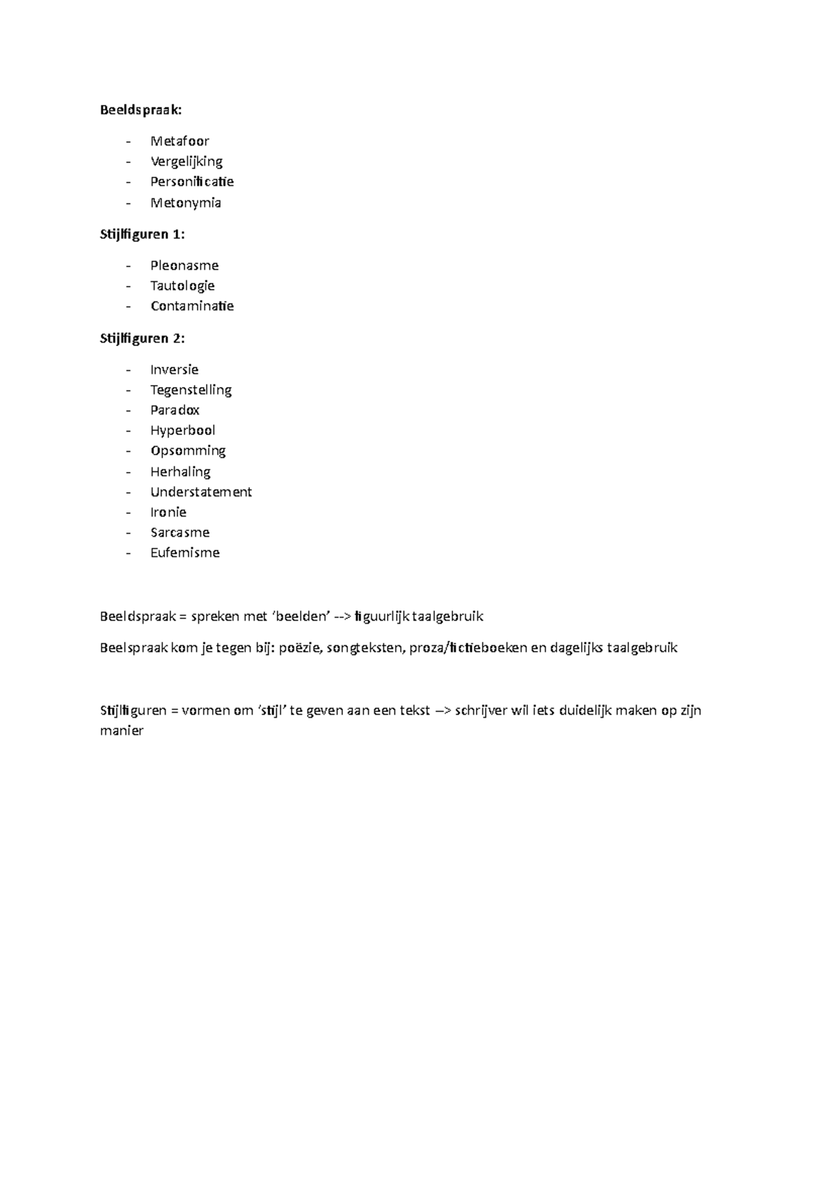 Nederlands Beeldspraak en Stijlfiguren - Leernotities en Voorbeelden ...