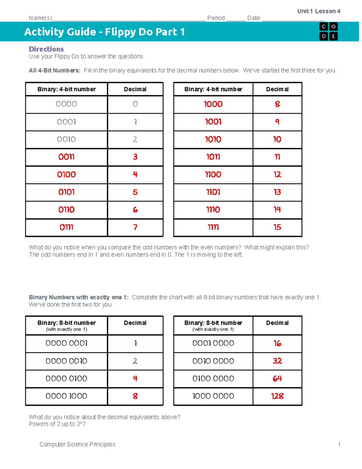 Activity Guide - Flippy Do Pt 1 - Unit 1 Lesson 4 - - Studocu