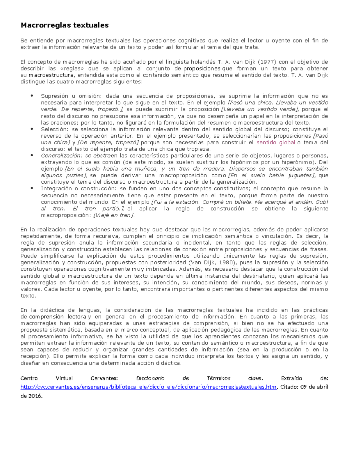 Macrorreglas Textuales: Estrategias de Comprensión y Procesamiento ...