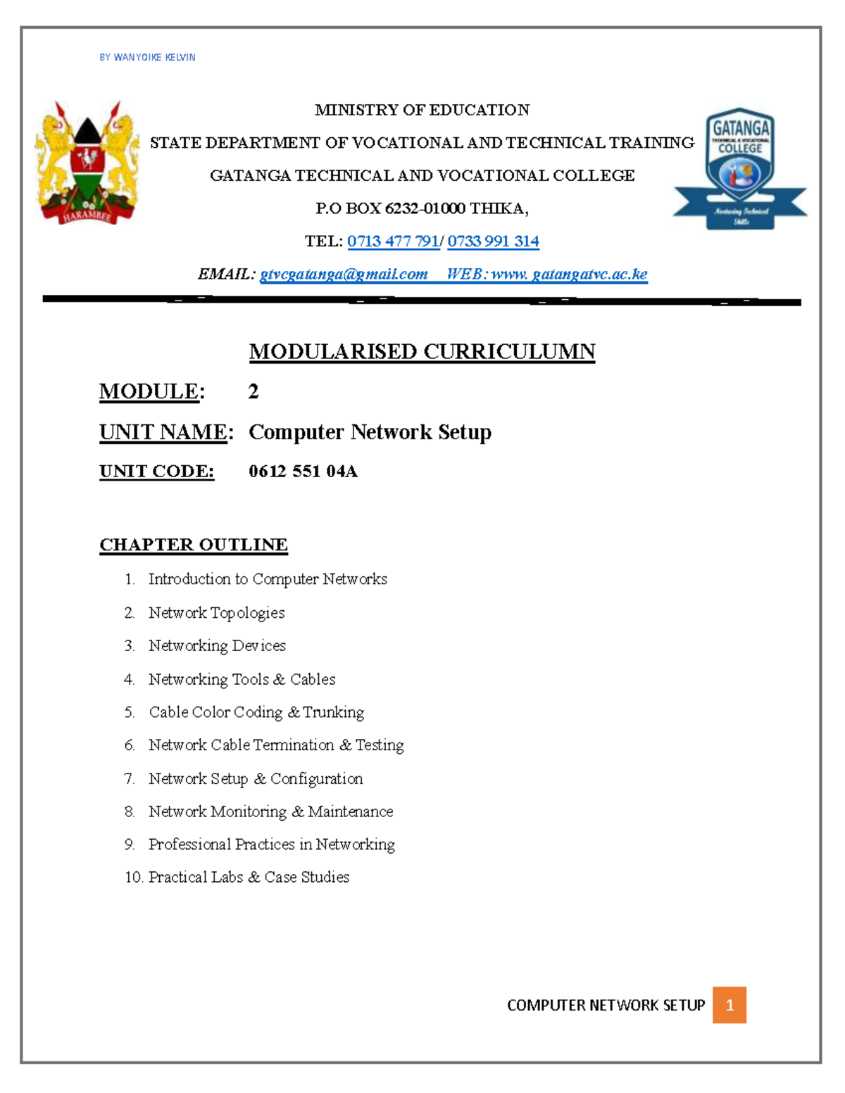 Computer Network Setup Notes - Module 0612 551 04A - Studocu