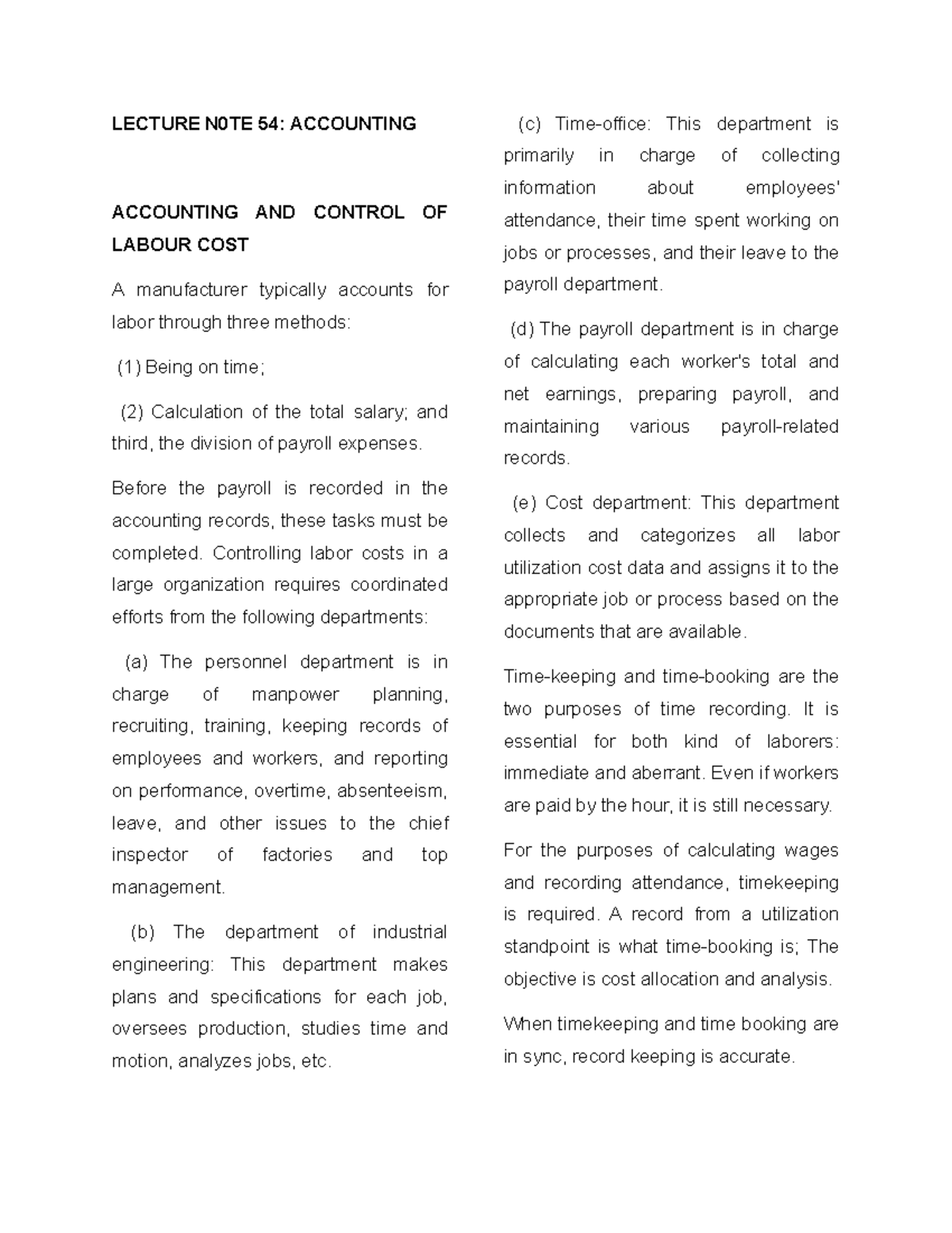 Lecture Note 54 in Accounting - LECTURE N0TE 54: ACCOUNTING ACCOUNTING ...