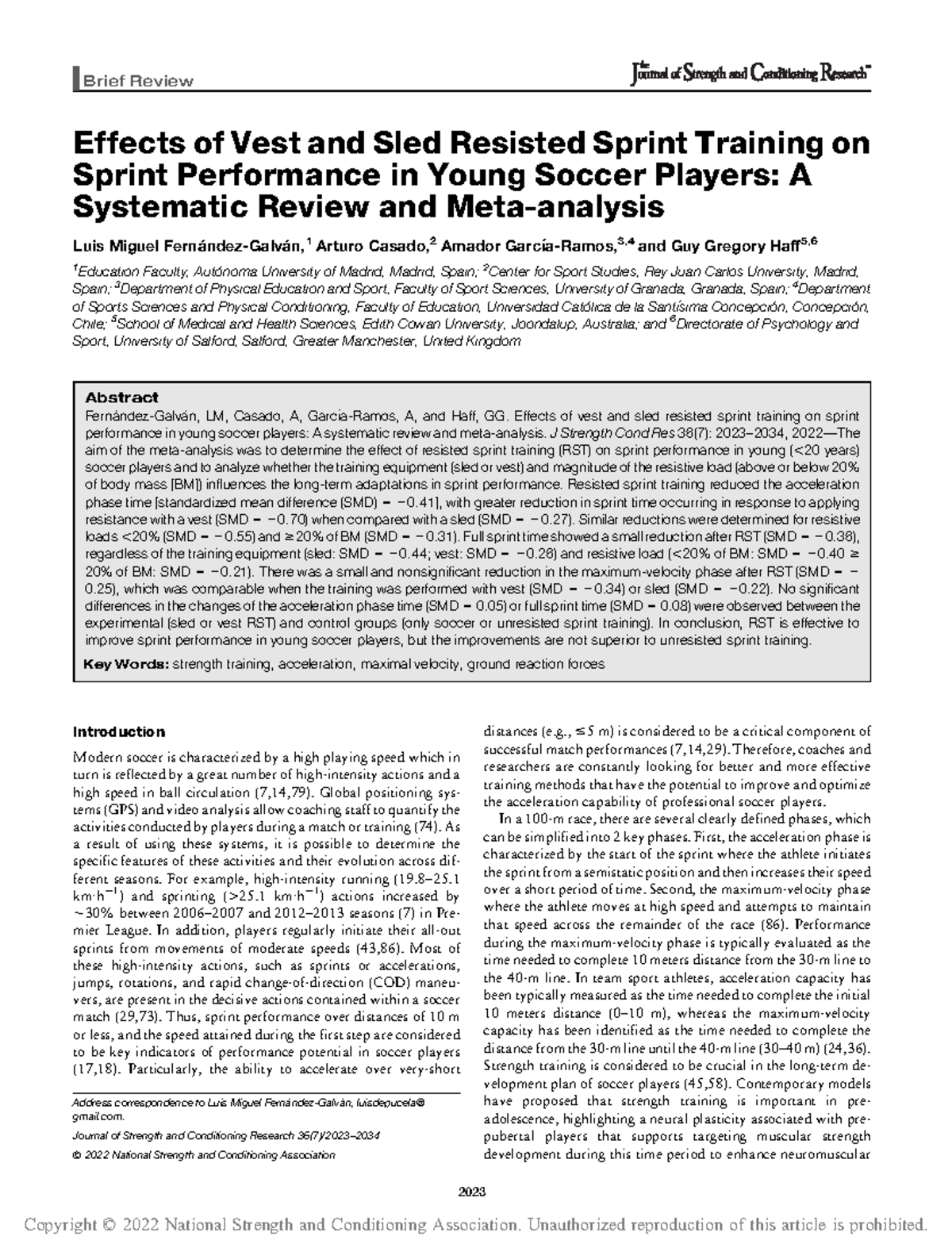 Resisted Sprint Training Effects on Young Soccer Players: A Systematic ...