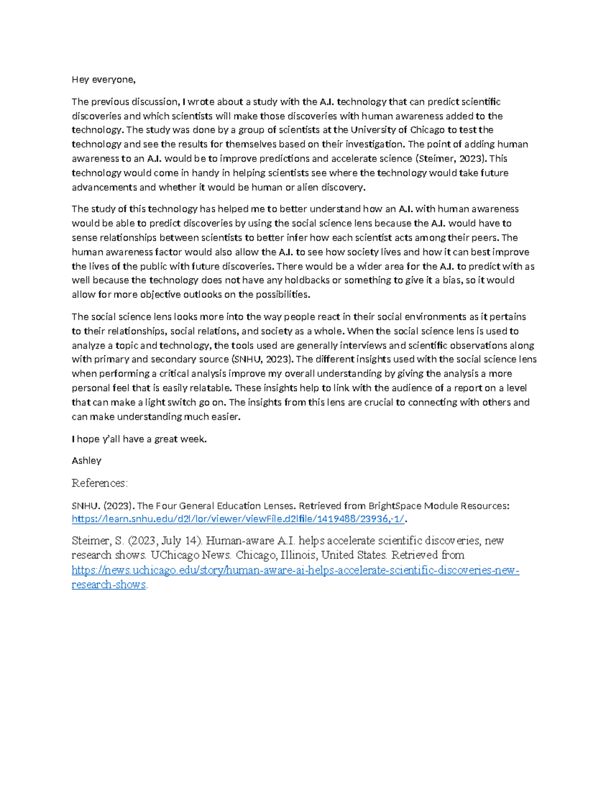 6-1 Discussion: Understanding Bias in A.I. and Science Insights - Studocu