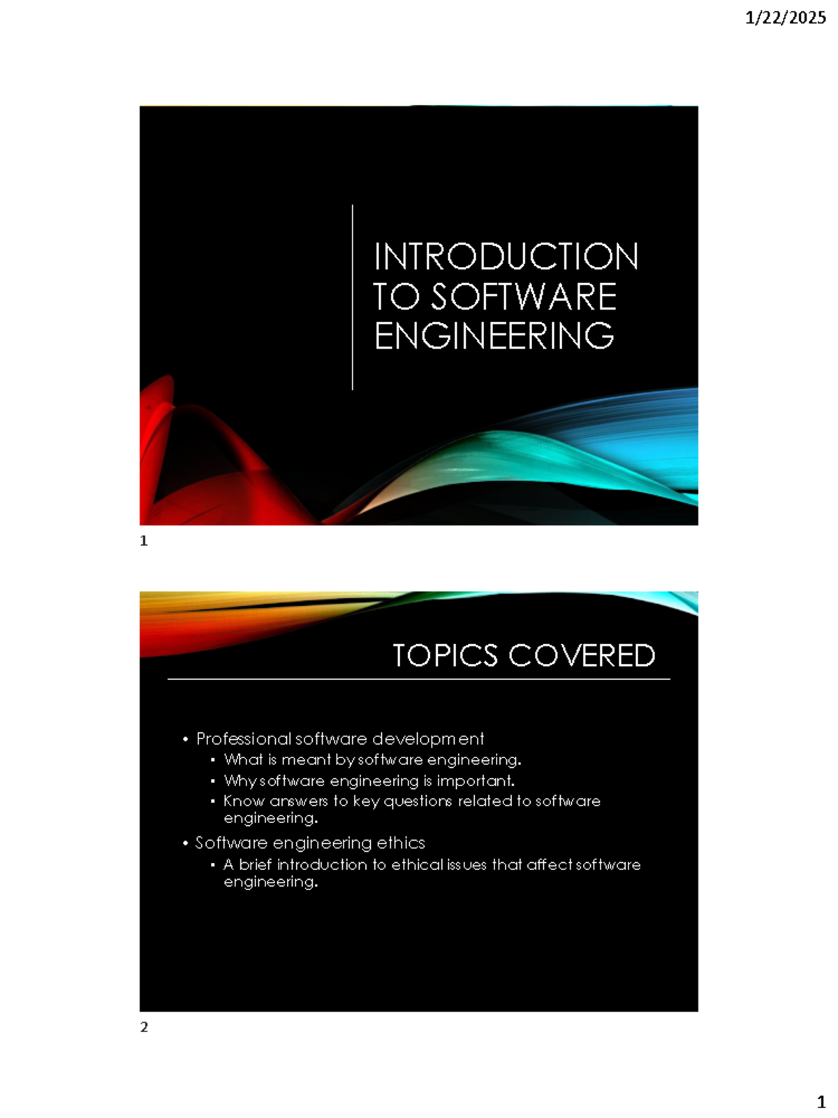 CS101 Lecture 1: Introduction to Software Engineering Concepts - Studocu