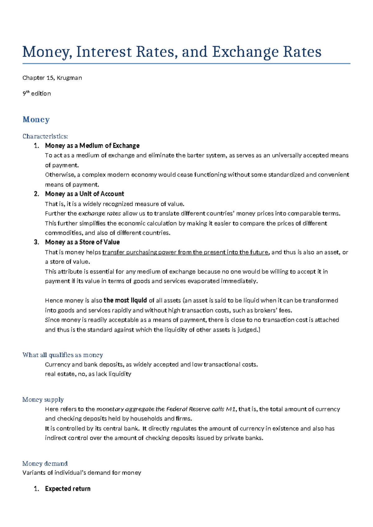 Money, Interest Rates, and Exchange Rates: Key Concepts and Analysis ...