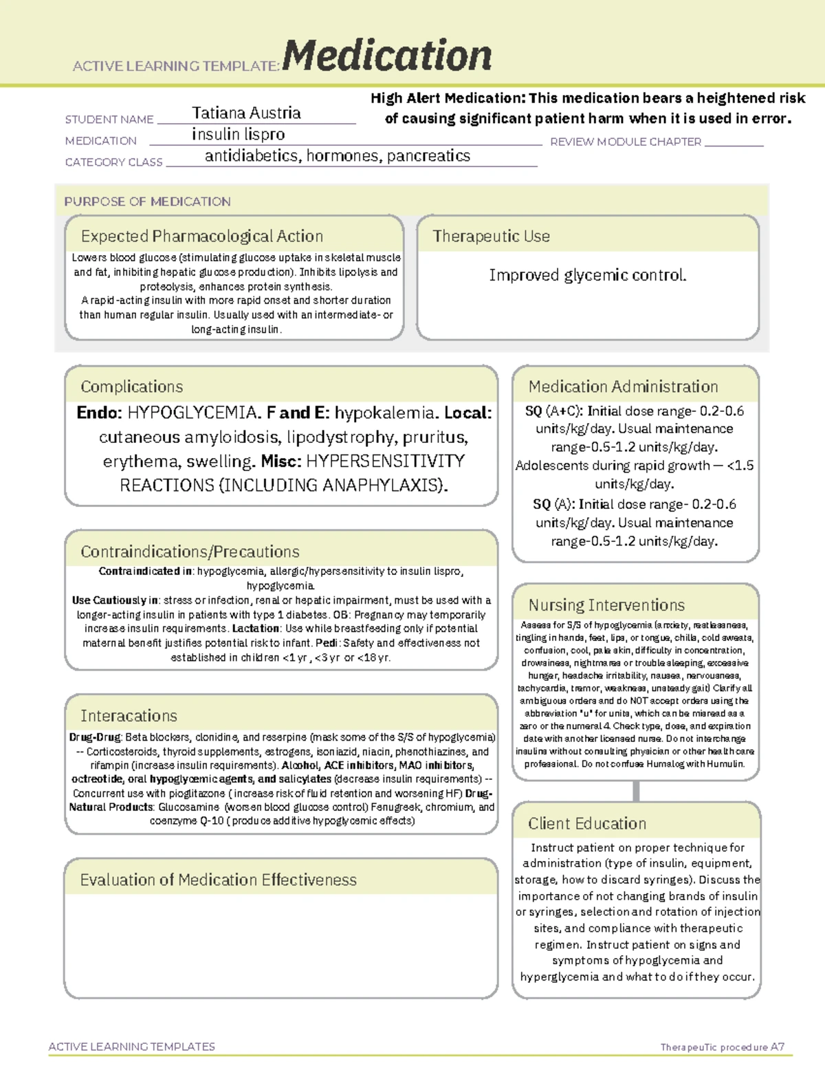 ATI Medication Sheets: Active Learning Templates for Nursing Students ...