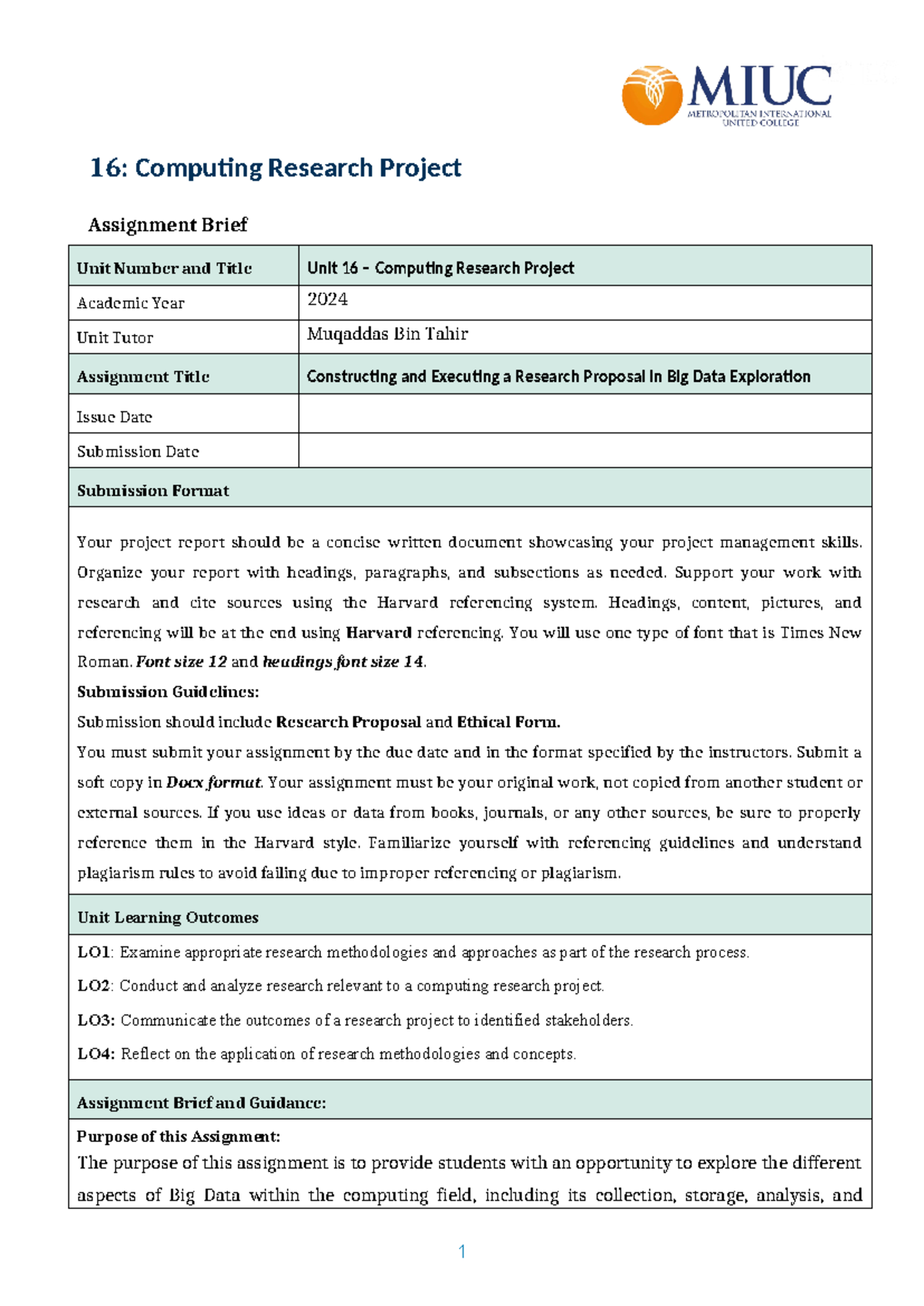 Unit 16 - Computing Research Project (AB): Final Brief on Big Data ...