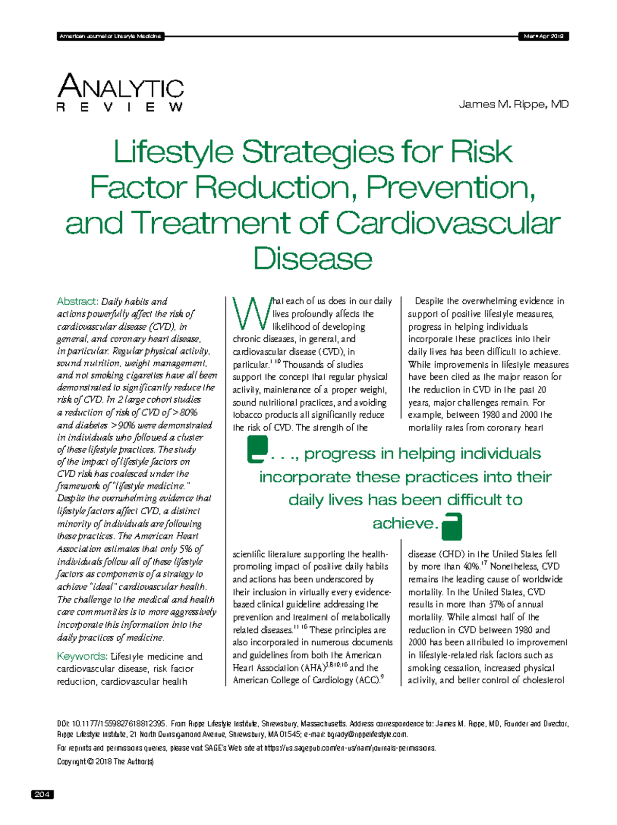Lifestyle Strategies for Reducing Cardiovascular Disease Risk (CVD ...