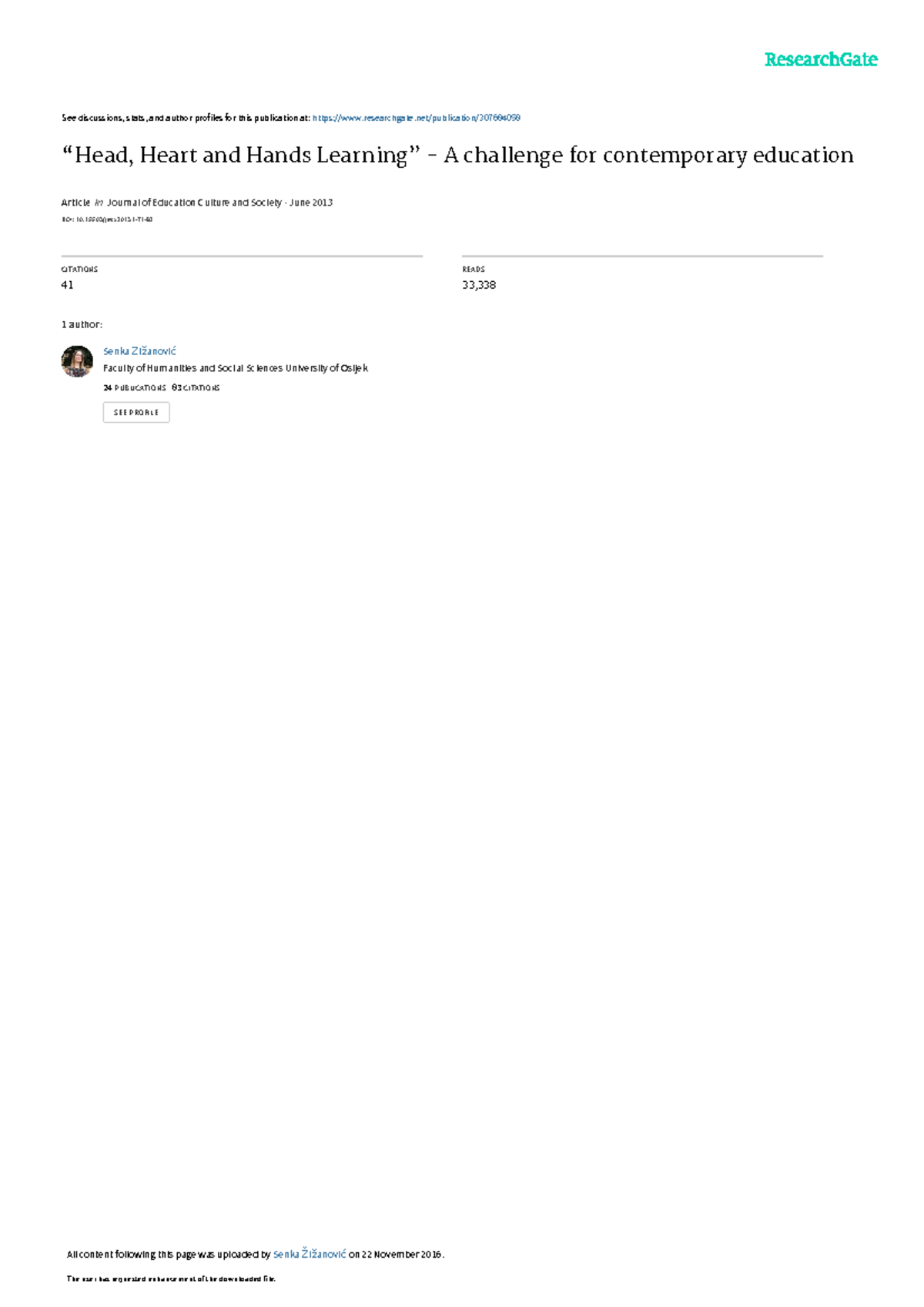 Head, Heart, and Hands Learning: A Holistic Approach to Education - Studocu