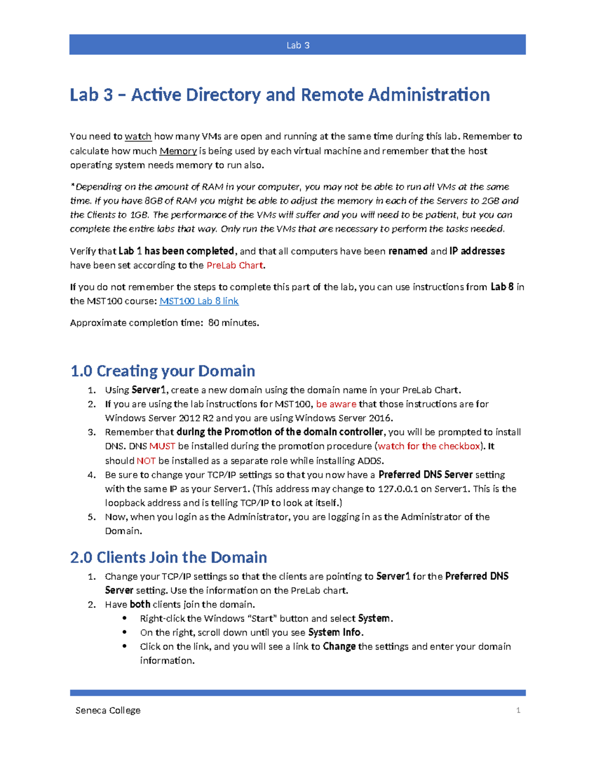 Lab 3 - Active Directory & Remote Administration Guide - Studocu