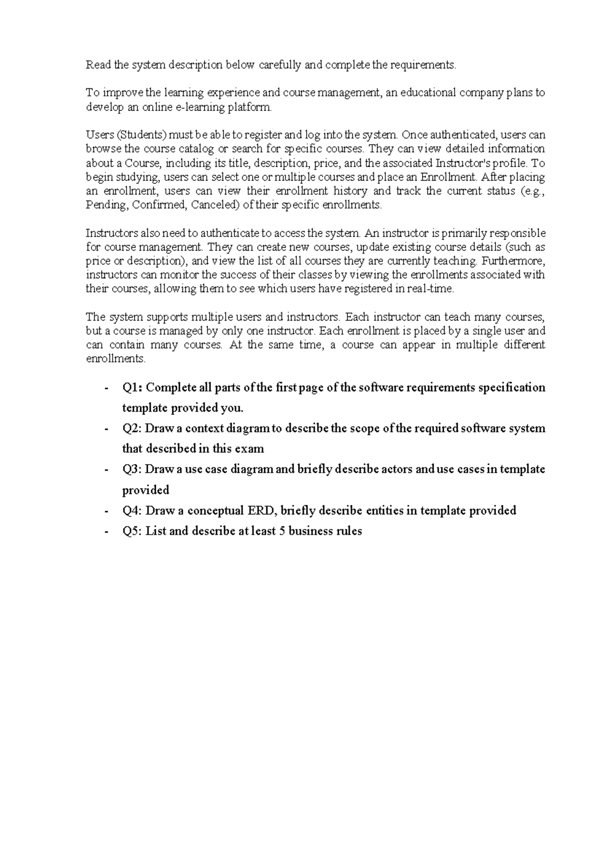 Lab - vvvvvv: Software Requirements Specification for Online Course ...