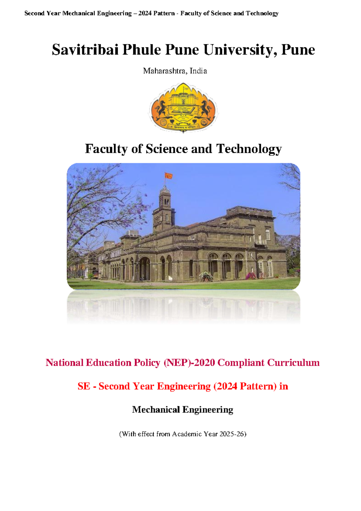 SE Mechanical Engineering 2024 Pattern Syllabus Overview - Studocu