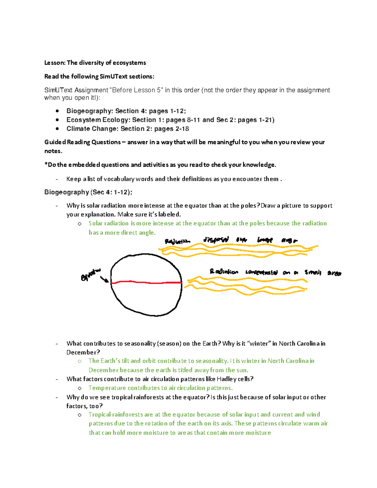 L6 GRQ - Biology lesson 6 GRQ completed - Lesson: The diversity of ...