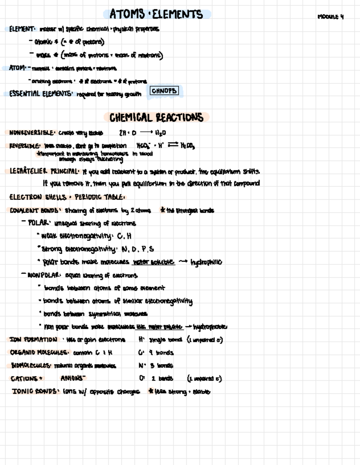 Atoms and Elements Summary - Module 4 Notes on Chemical Properties ...