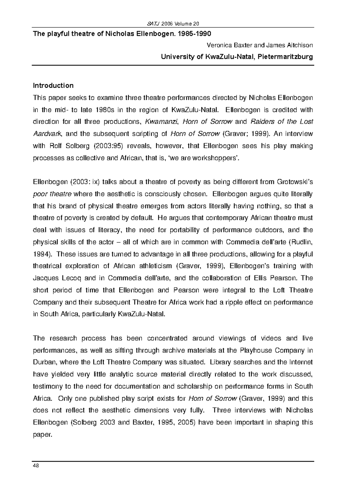 The Playful Theatre of Nicholas Ellenbogen: 1985-1990 Analysis - Studocu